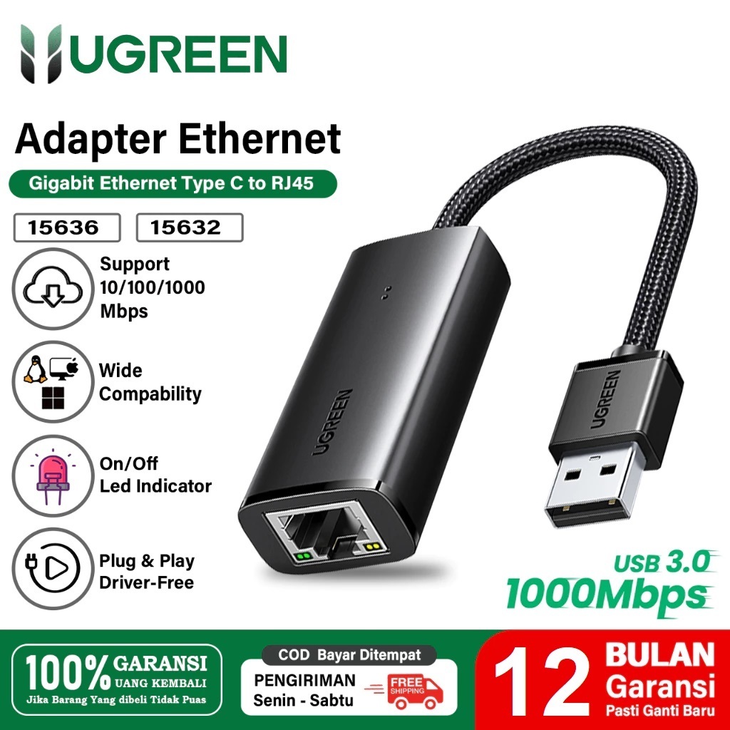 UGREEN USB to Lan Rj45 Ethernet Adapter High Speed For Mac Windows ...
