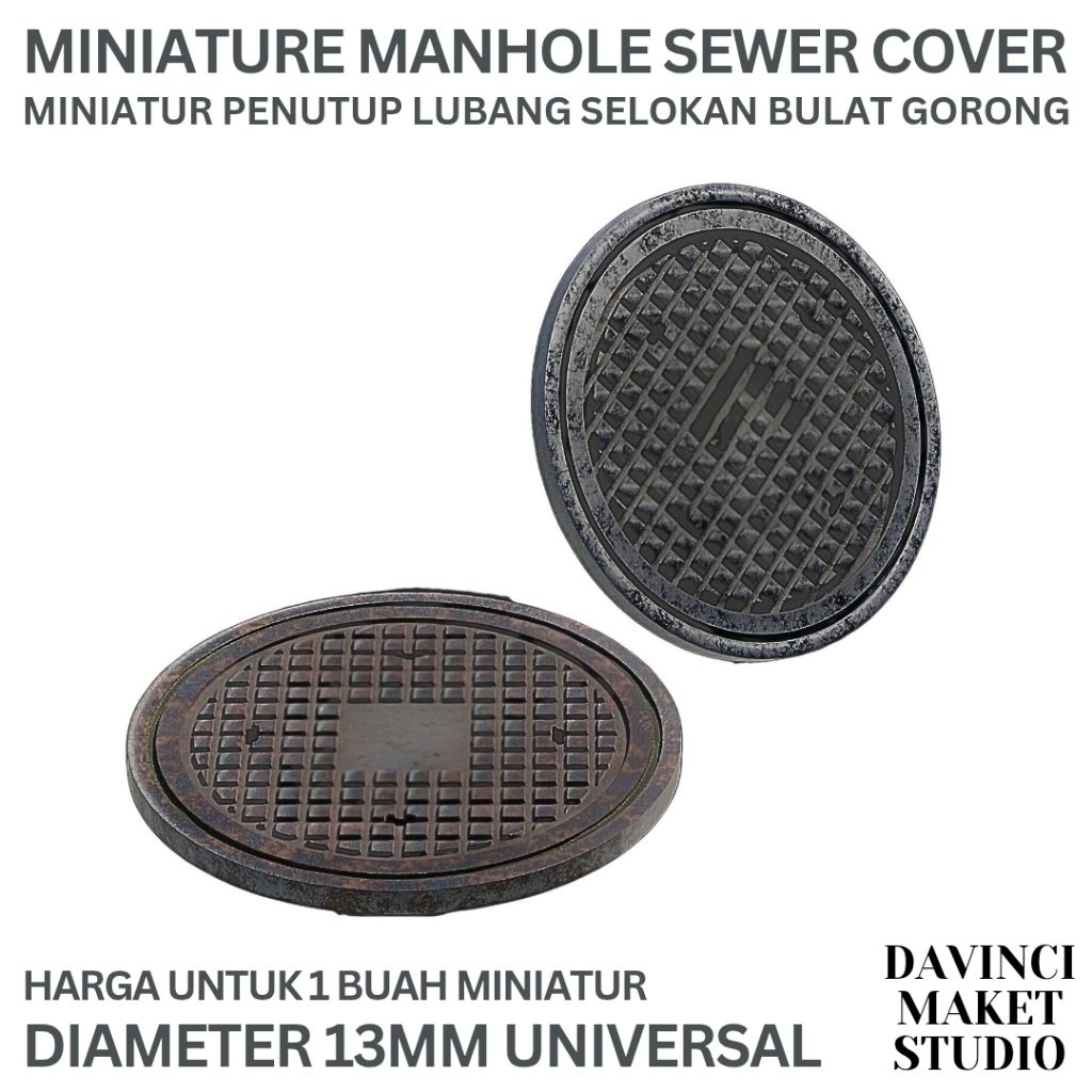 (64B) Miniature Round Sewer Cover Man Hole Access Hole Iron Grill Frame ...