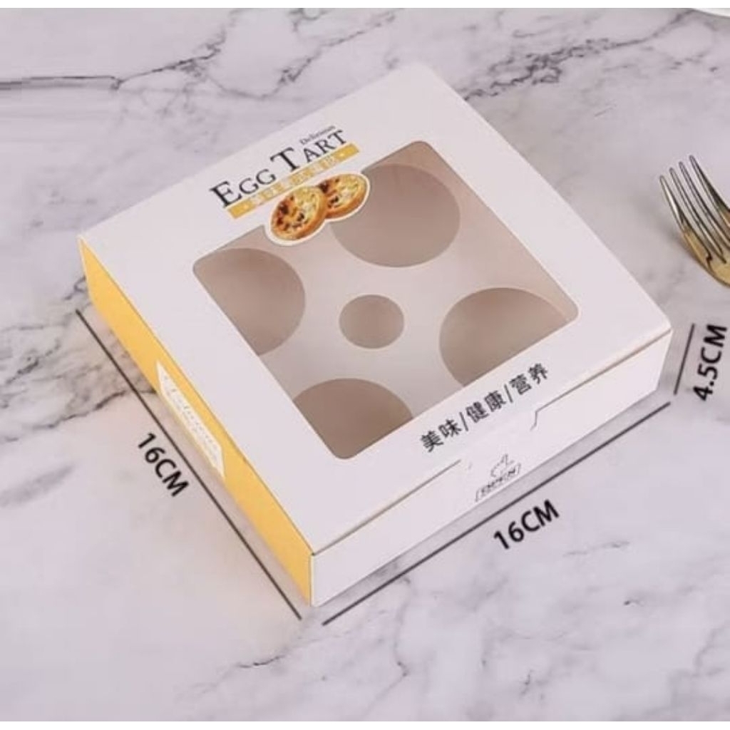 4 Hole Egg Tart Box/4 cup egg tart Box per pack contains 2 pcs | Shopee ...