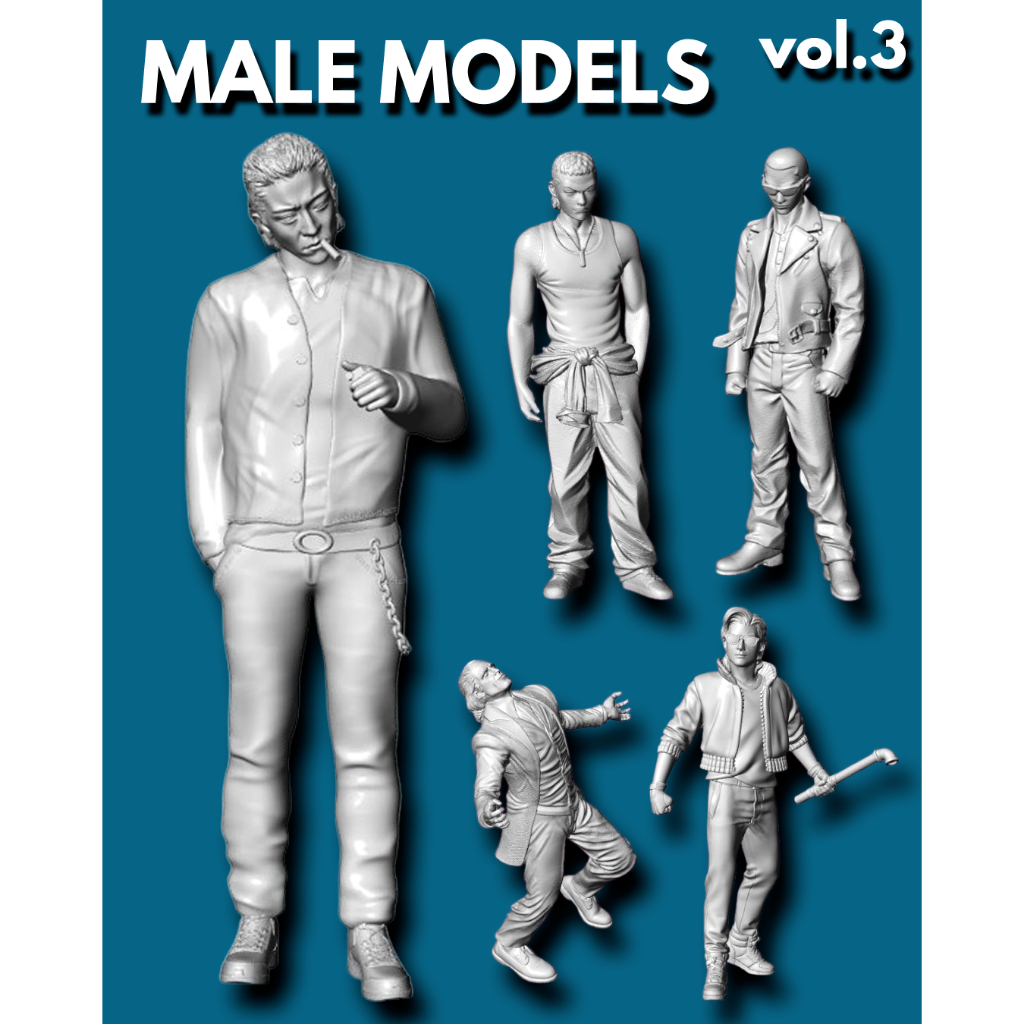Raw Figure Men (Male) Scale 1:64 vol.3 Miniature Figure for Diorama ...