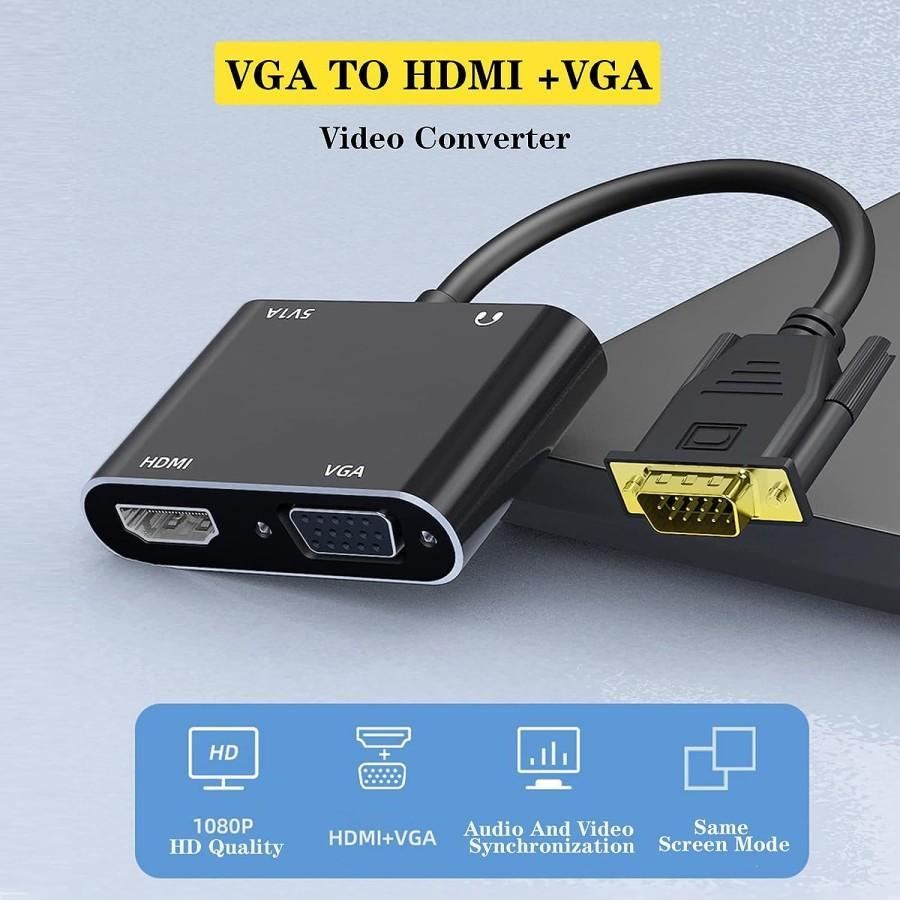 CONVERTER VGA TO HDMI + VGA / ADAPTER SPLITTER VGA TO HDMI + VGA Laptop ...