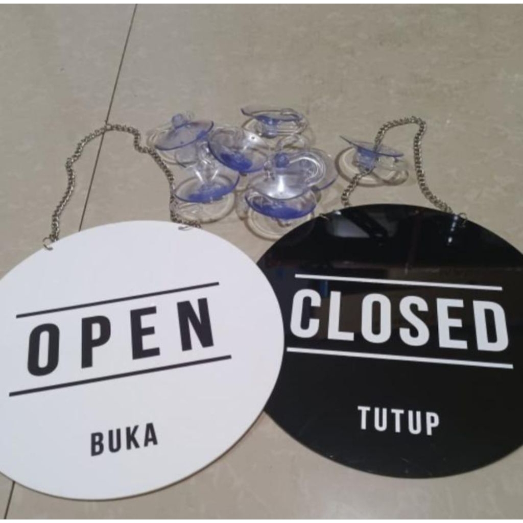 OPEN CLOSE Round Acrylic 20vm Oracal Sticker | Shopee Malaysia