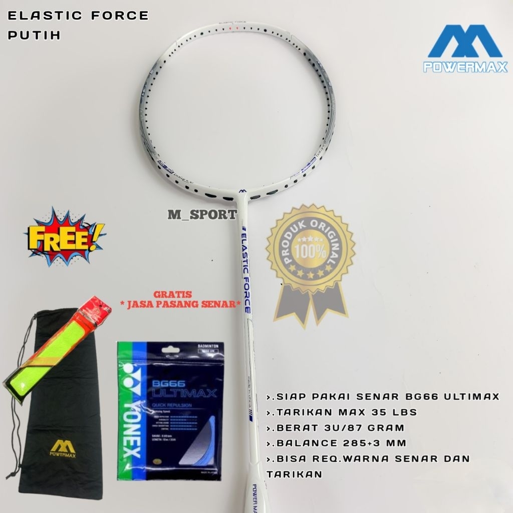 ORIGINAL POWERMAX ELASTIC FORCE BADMINTON RACKET | Shopee Malaysia