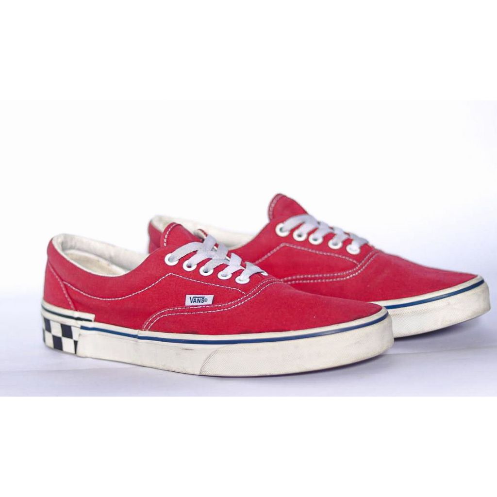 Vans Era Check Block Tango Red | Shopee Malaysia
