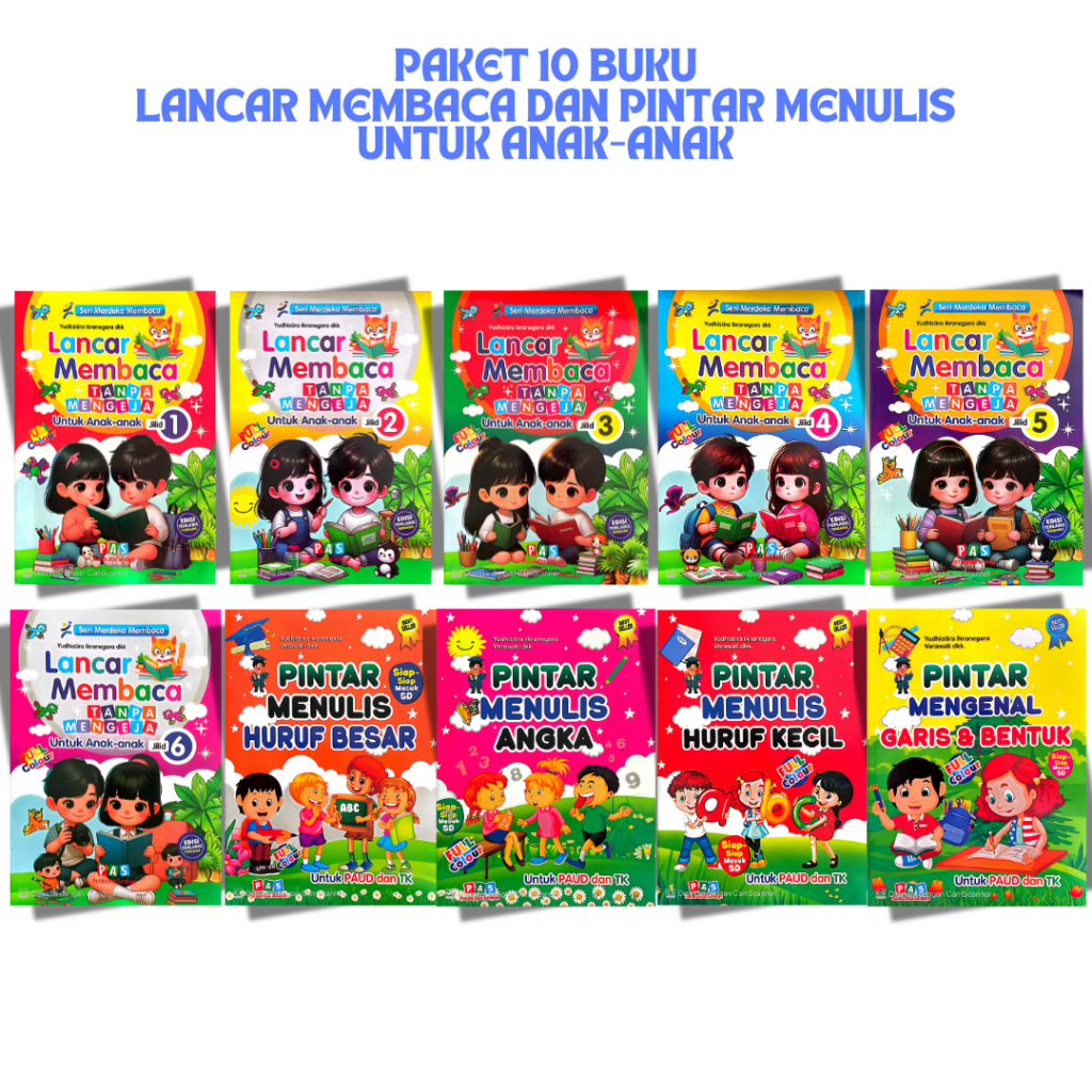 Package of 10 Fluent Reading and Smart Writing Books for PAUD and ...