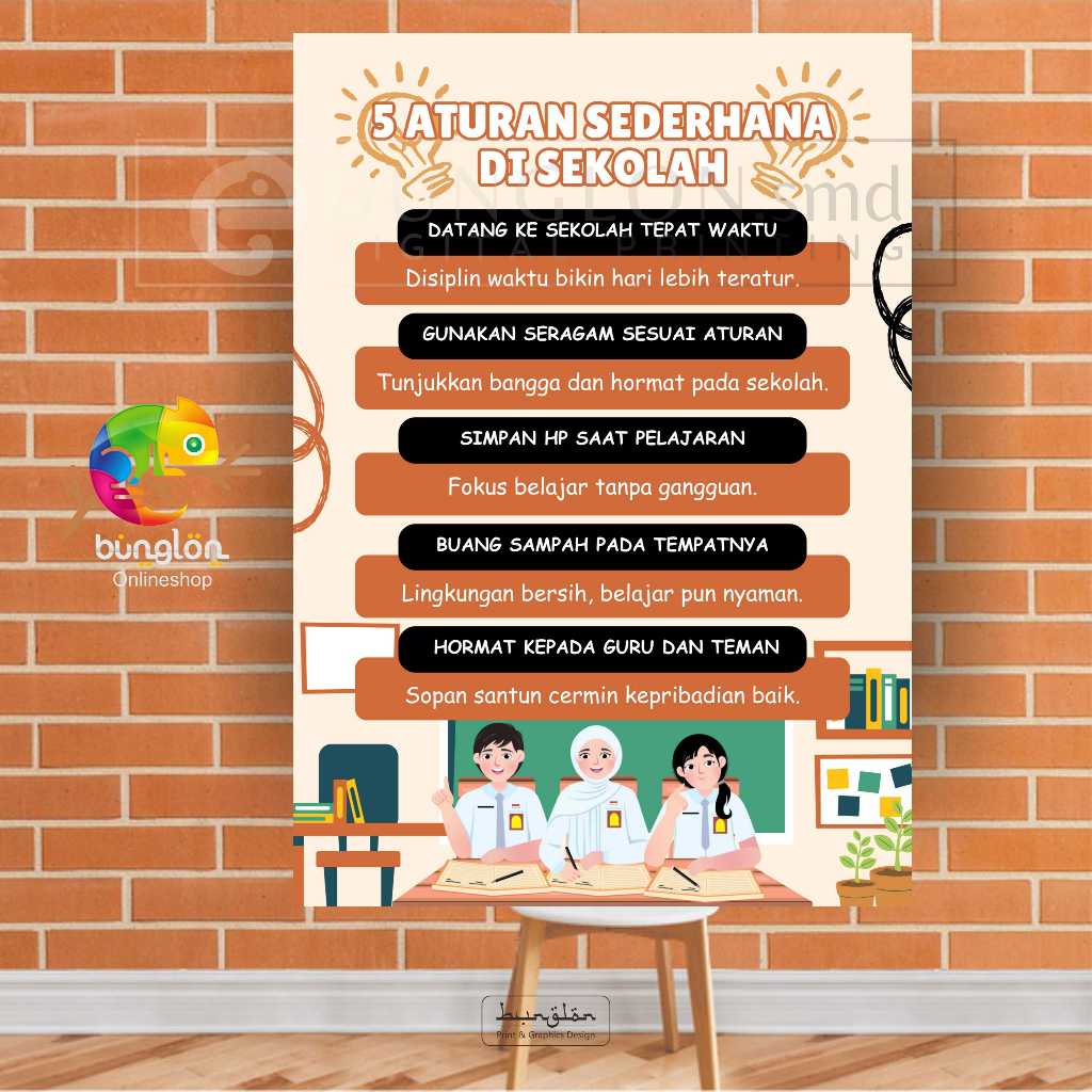 Poster 5 Simple Rules in School | Shopee Malaysia