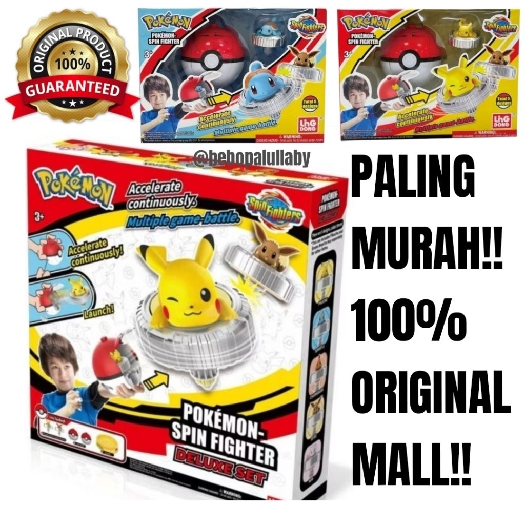 [100% ORIGINAL] POKEMON SPIN FIGHTER deluxe SET BEYBLADE PIKACHU EVEE ...