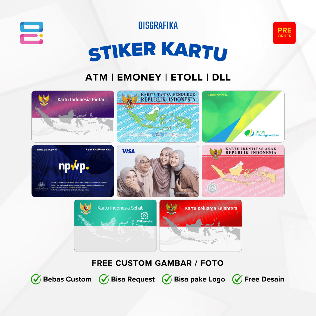Garskin Skin Card Atm Card Sticker Protective KTP BPJS KIP Bca Atm Card ...