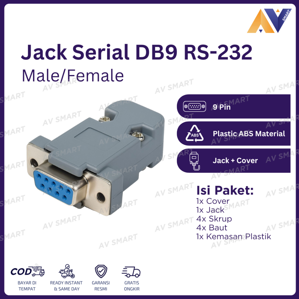 RS-232 DB9 Series Soldering Cable Jack 9 Pin Male / Female Connector ...