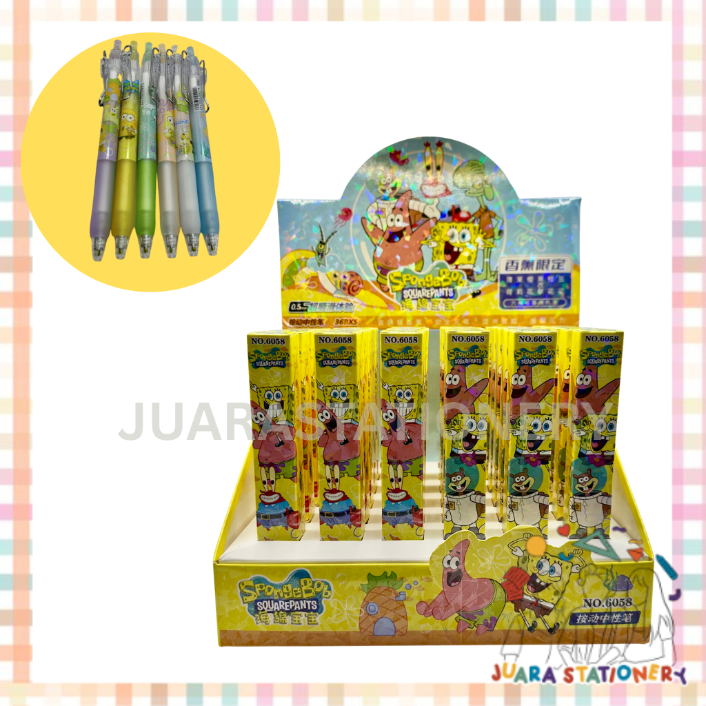 (1492) JUARASTATIONERY Gel Pen BLIND BOX Spongebob Black Ink 0.5 ...