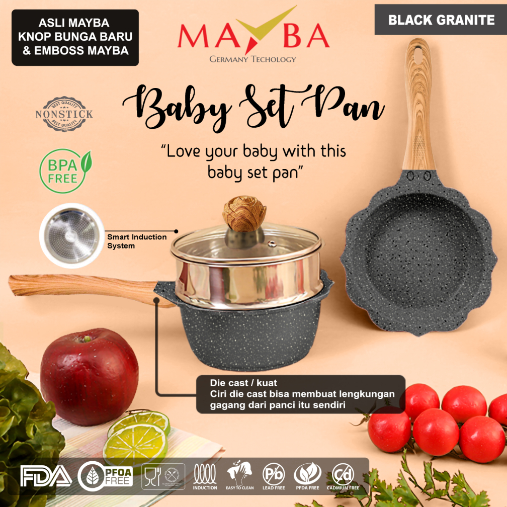 EVERLUX BABY MPASI PAN SET Mayba Cookware set sakura flower non-stick ...
