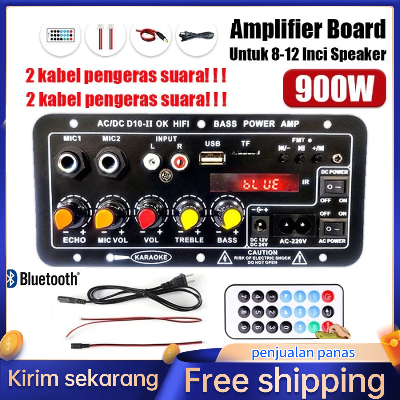 900W D10 digital Display Amplifier Board For 8-12 Inch Speaker Bluetooth 5.0 Karaoke Audio ...