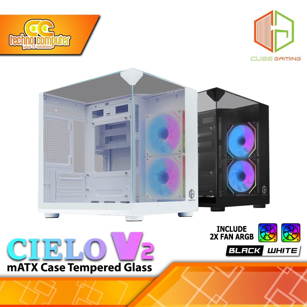 CIELO GAMING CUBE CASING V2 - Mid Tower mATX Case Tempered Glass (Free ...