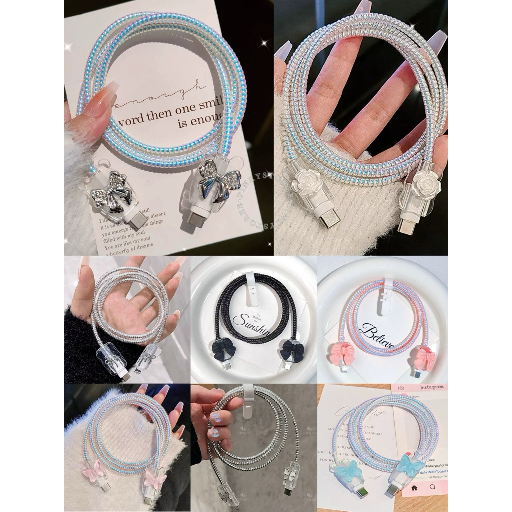 IPHONE [1Set 4 items] Data Cable Charger Cable Protector Data Cable ...