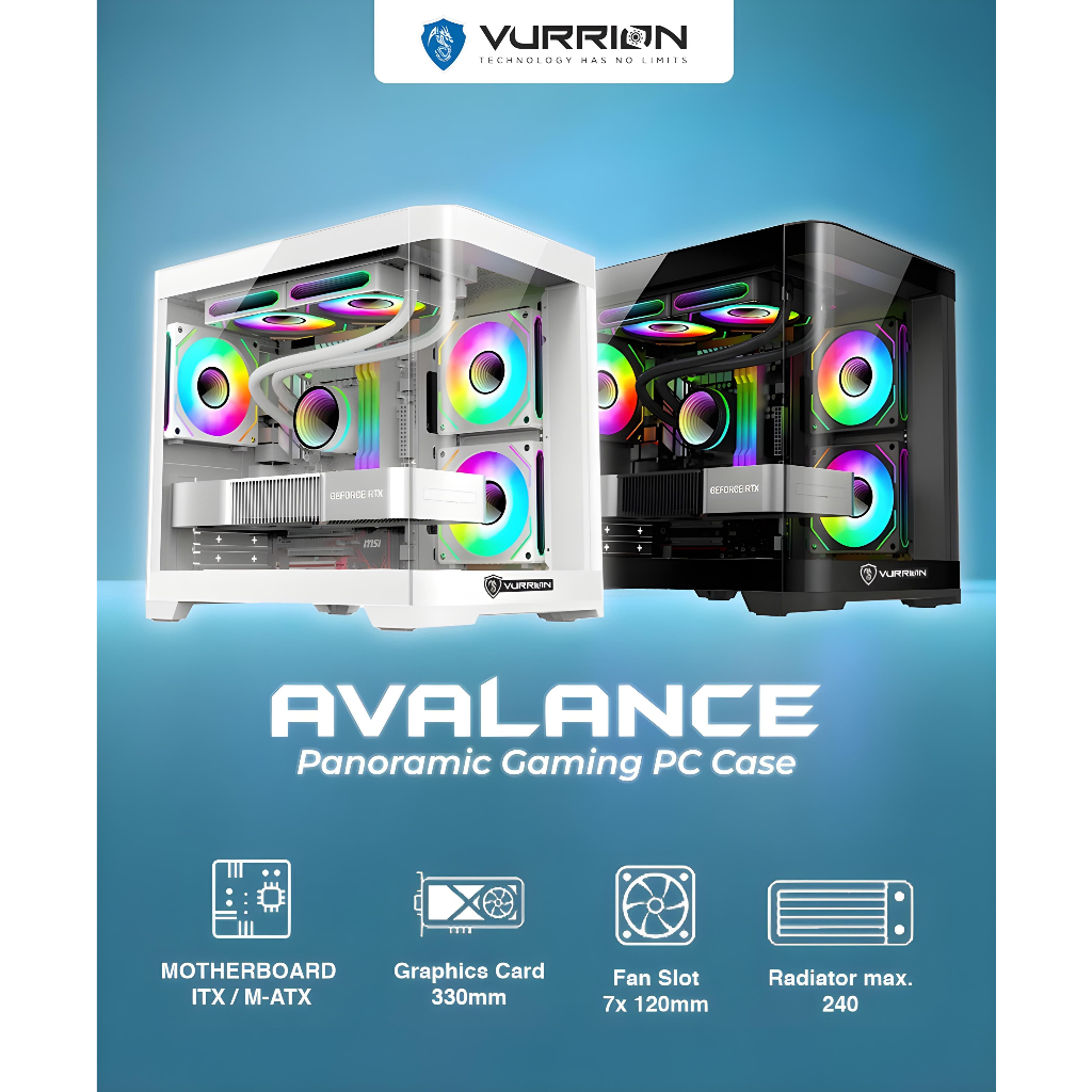 Vurrion Avalance Panoramic M-ATX Non Fan Gaming PC Case | Shopee Malaysia