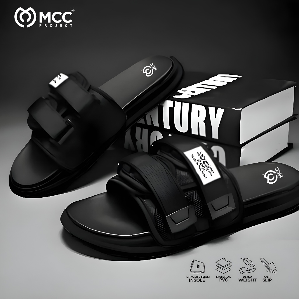 MCC Project Adult Men's Fashion Oval Slip On Slop Sandals - Black White ...