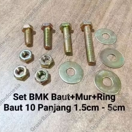 [PACKAGE 100SET] BMK Lock Bolts 10+Yellow Nuts+Ring/BMK Sizes 1cm,1.5cm ...