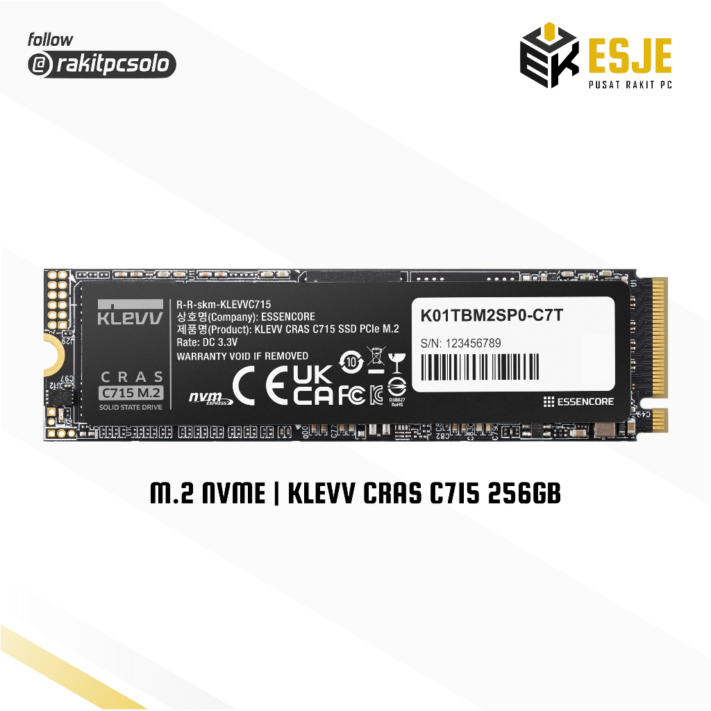 KLEVV SSD CRAS C715 256GB M.2 2280 NVMe PCle Gen3 x4 | Shopee Malaysia