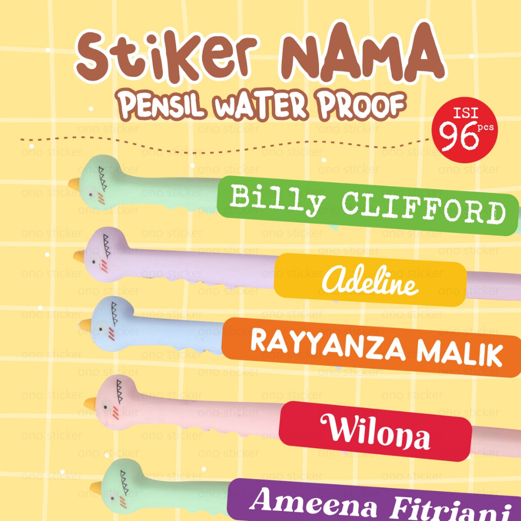 Waterproof Children's Name Stickers Pencil Pen Crayon Book Name Label ...