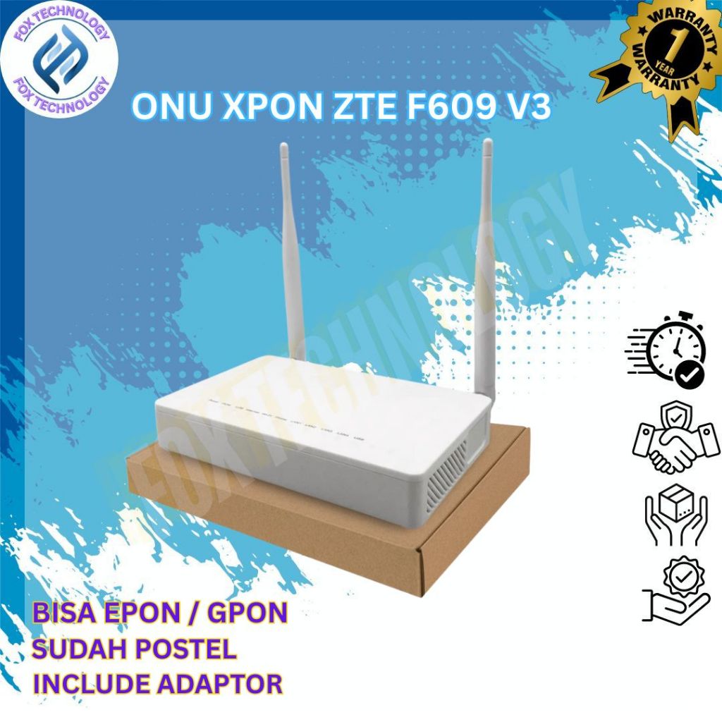 ZTE F609 XPON ONT Modem V3 Support GPON & EPON Complete Box + Adapter ...