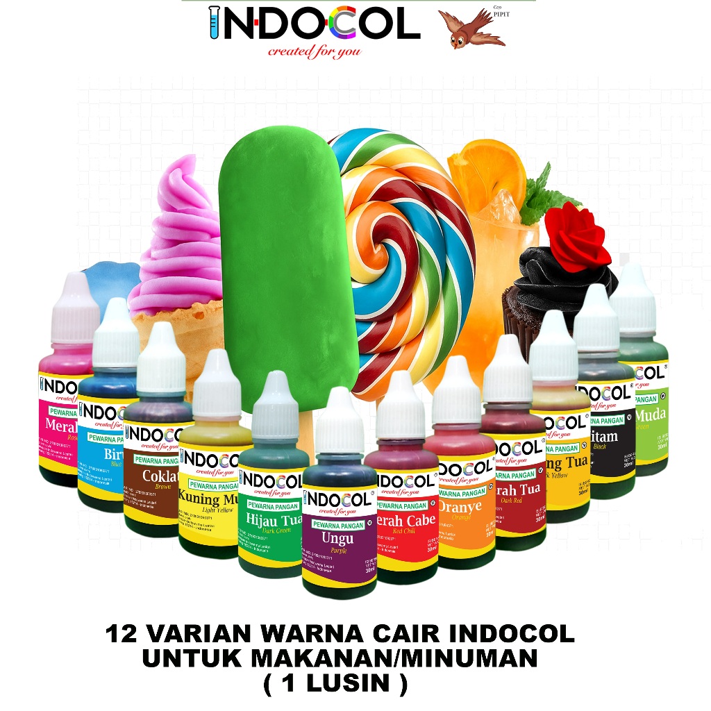 INDOCOL FOOD COLORING 30ml 1 DOZEN (12 BOTTLES) | Shopee Malaysia