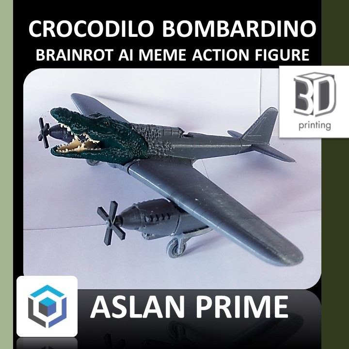 CROCODILO BOMBARDINO BRAINROT MEME AI ANOMARY ACTION FIGURE 3D Print ...
