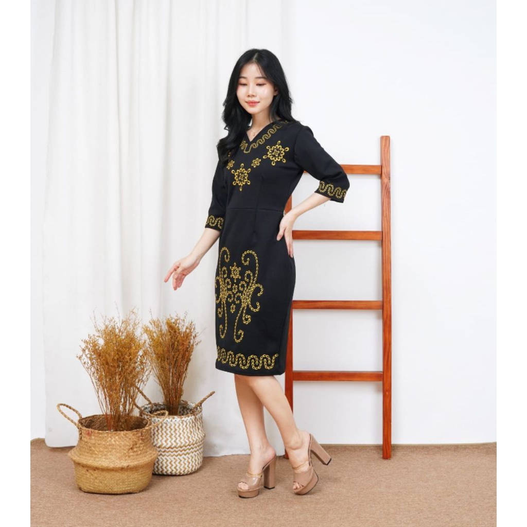 Typical West Kalimantan Dayak Motif Embroidered Dress 01 | Shopee Malaysia