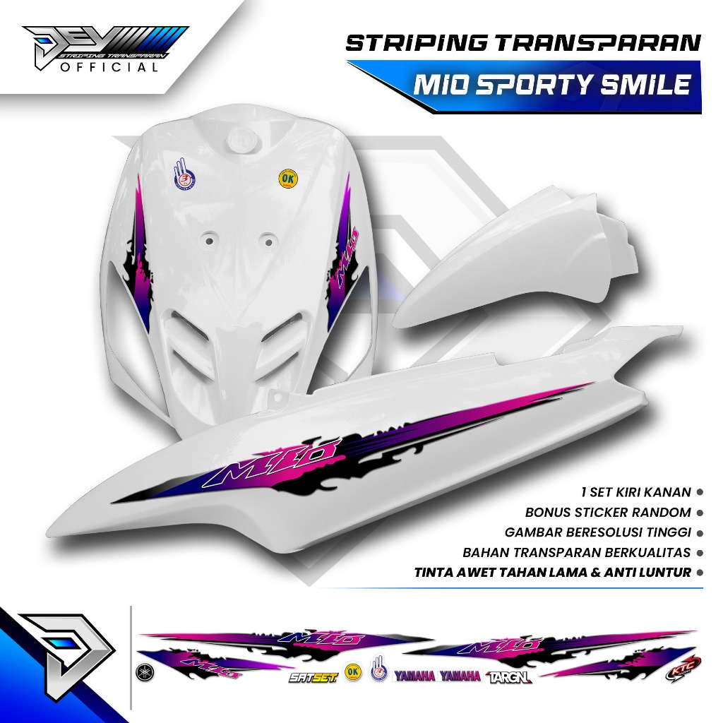 MIO SPORTY TRANSPARENT STRIPING | MIO SMILE | SIMPLE FIRE LINE MOTIF ...