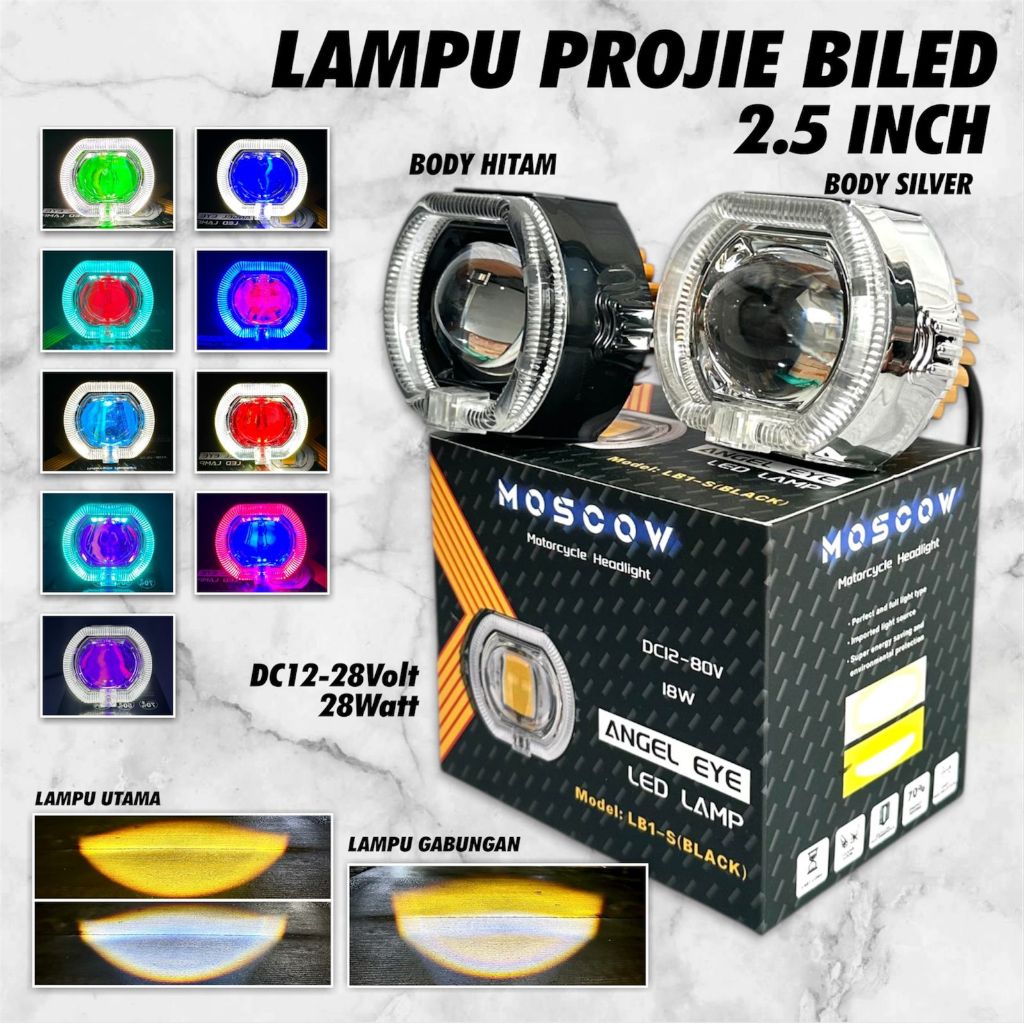 UNGU PURPLE BILED DEVIL HEADLIGHTS SIZE 2.5INCH ORIGINAL MOSCOW ...