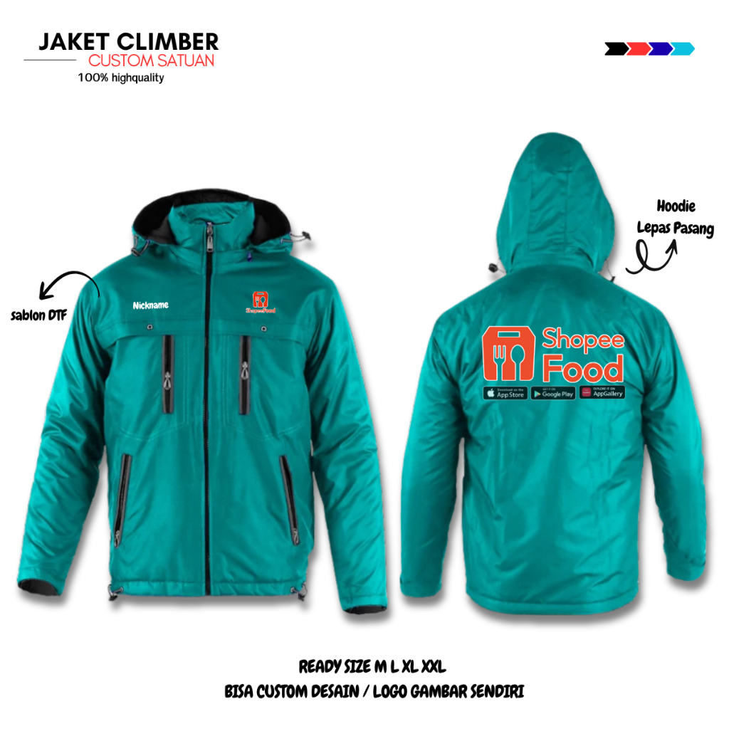 SHOPEE FOOD Men's Custom Jacket Shopeefood FOOD Delivery Service Jacket ...