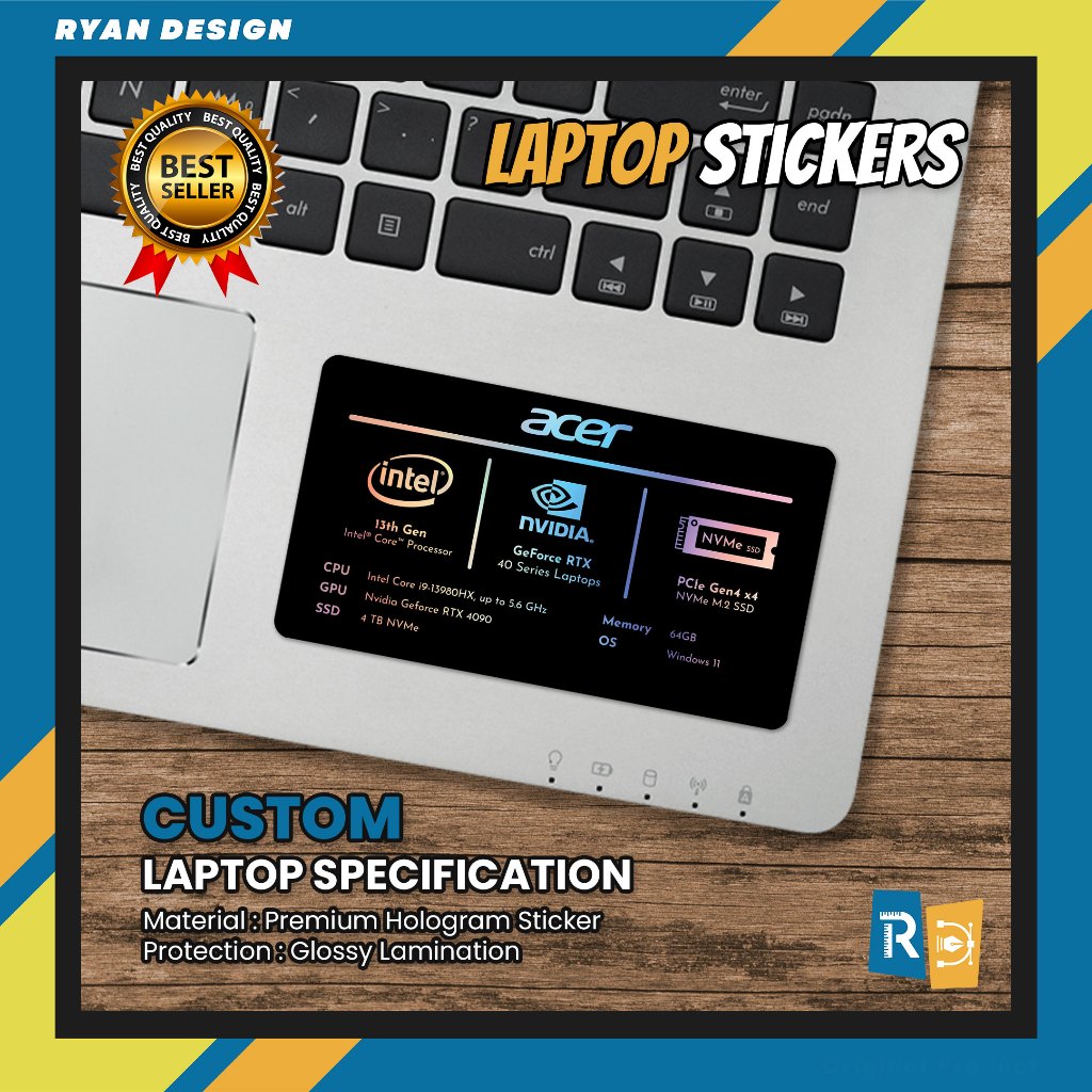 Laptop Logo Stickers, Laptop Features Specifications Stickers, Nvidia ...