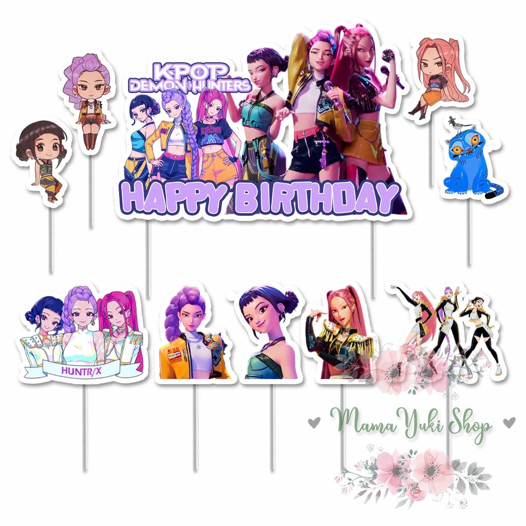 Children's Birthday Cake Topper with HUNTRIX KPOP DEMON HUNTERS Motif ...