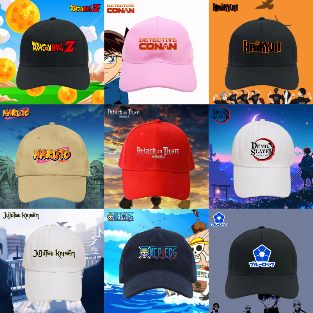 BASEBALL CAP CAP GROUP ANIME LOGO NARUTO AOT DEMONSLAYER DRAGONBALL ...