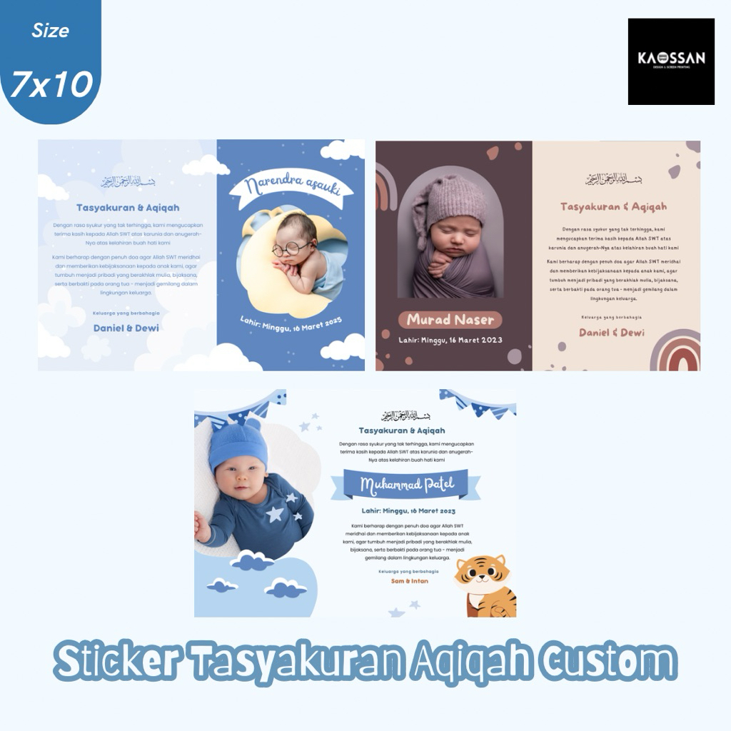 Custom Birth Celebration, Aqiqah, Birthday Stickers with Names and ...