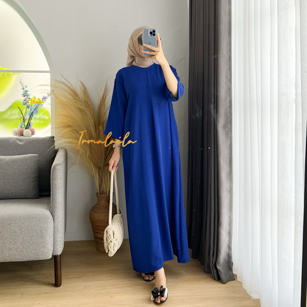 Irmalaila - Women's Plain Crincle Daster, 3-Sleeved Model,/4 Daster ...