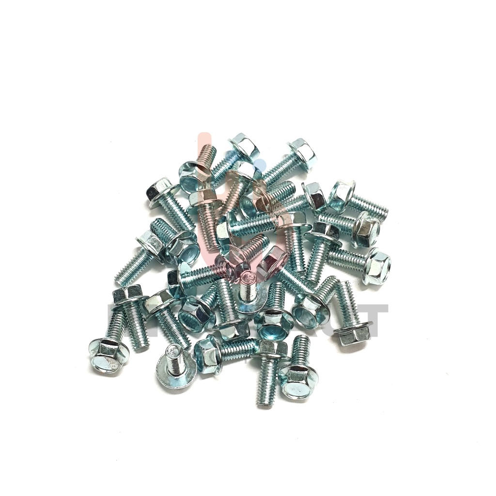 MESIN 10 - 100 PCS Engine Block Bolts 6x15 Key 10 White Flange Bolt ...