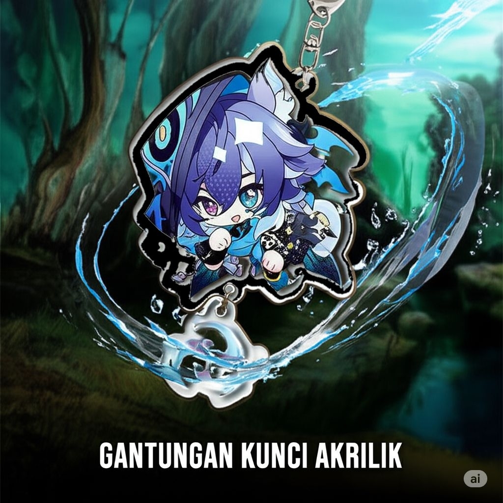 GANTUNGAN Genshin Impact Character Keychain Cute Clear Acrylic ...