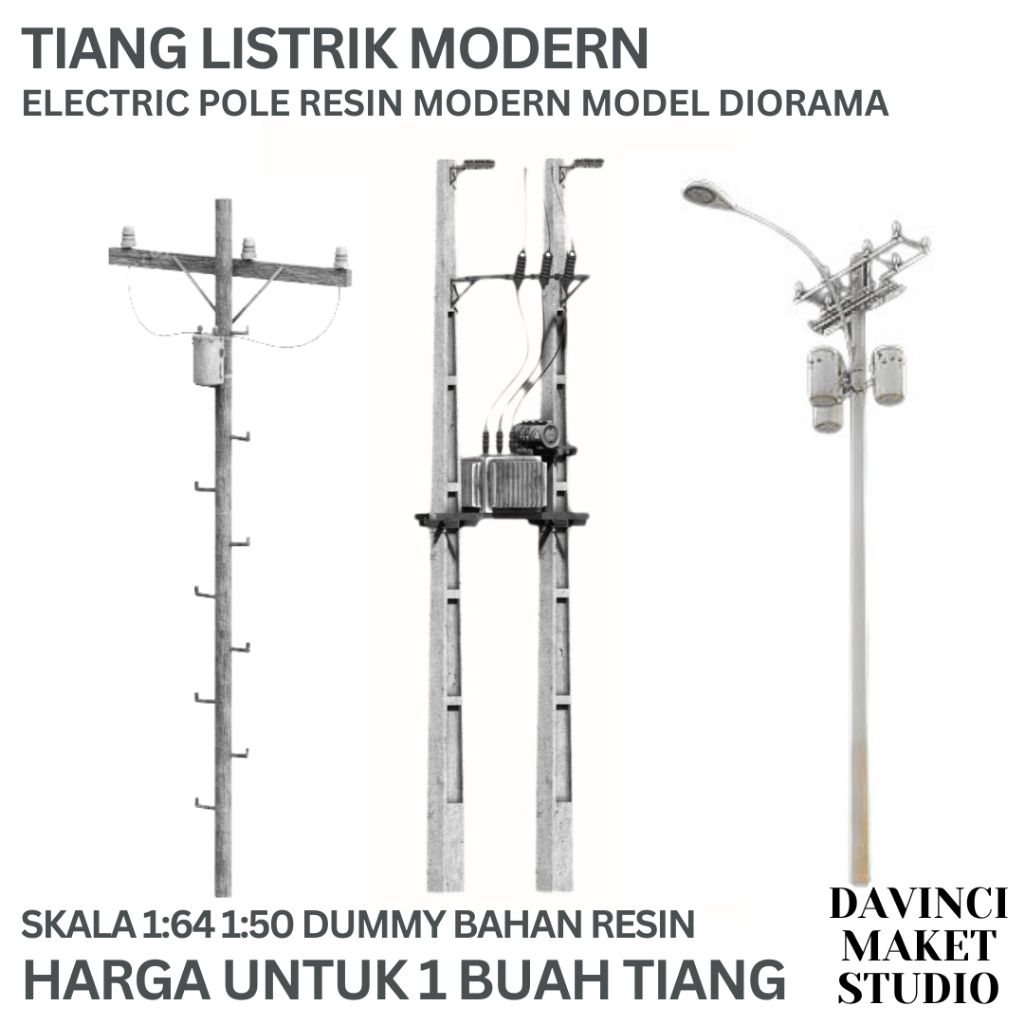 (Resin) Modern Iron Electric Pole Miniature With Lights Resin Material ...