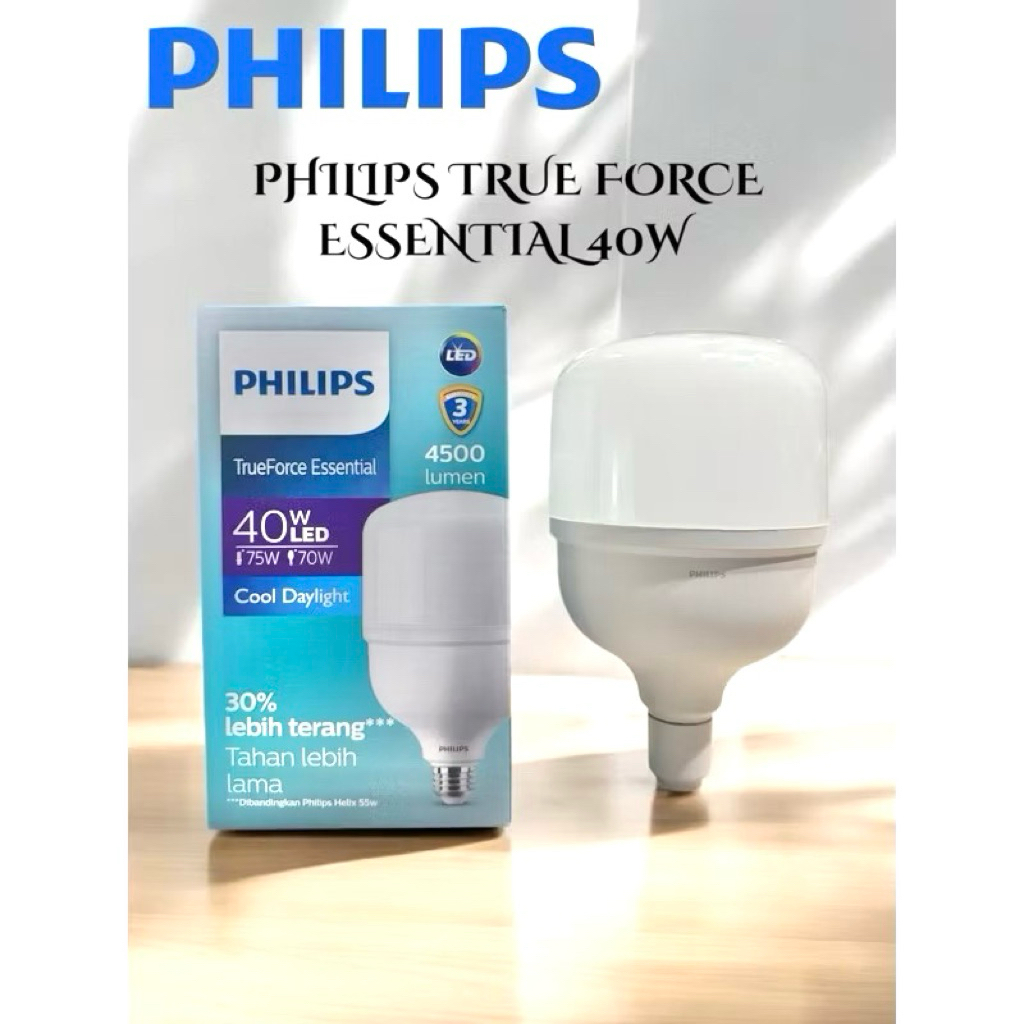 PHILIPS TrueForce Essential 40w 40watt WHITE Led Light Bulb | Shopee ...