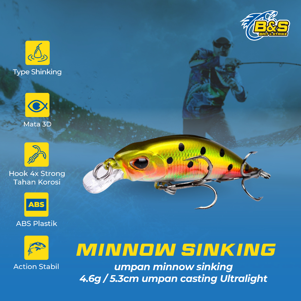 PROBEROS Minnow Sinking Bait 4.6g / 5.3cm Ultralight Casting MN195 ...