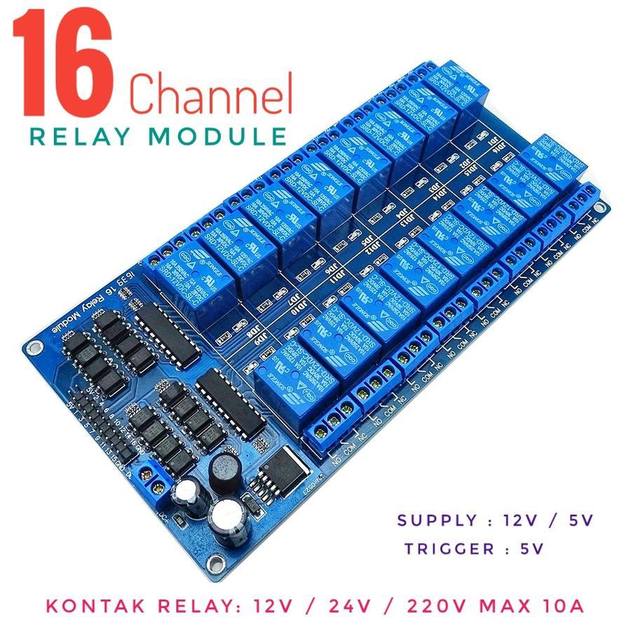 Relay Module 16 Channel 5V 12V for Arduino Compatible | Shopee Malaysia