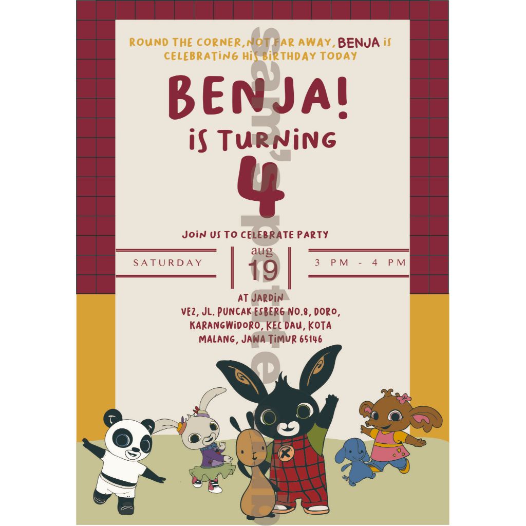 AESTHETIC BING BUNNY THEMED BIRTHDAY INVITATION BIRTHDAY INVITATION ...