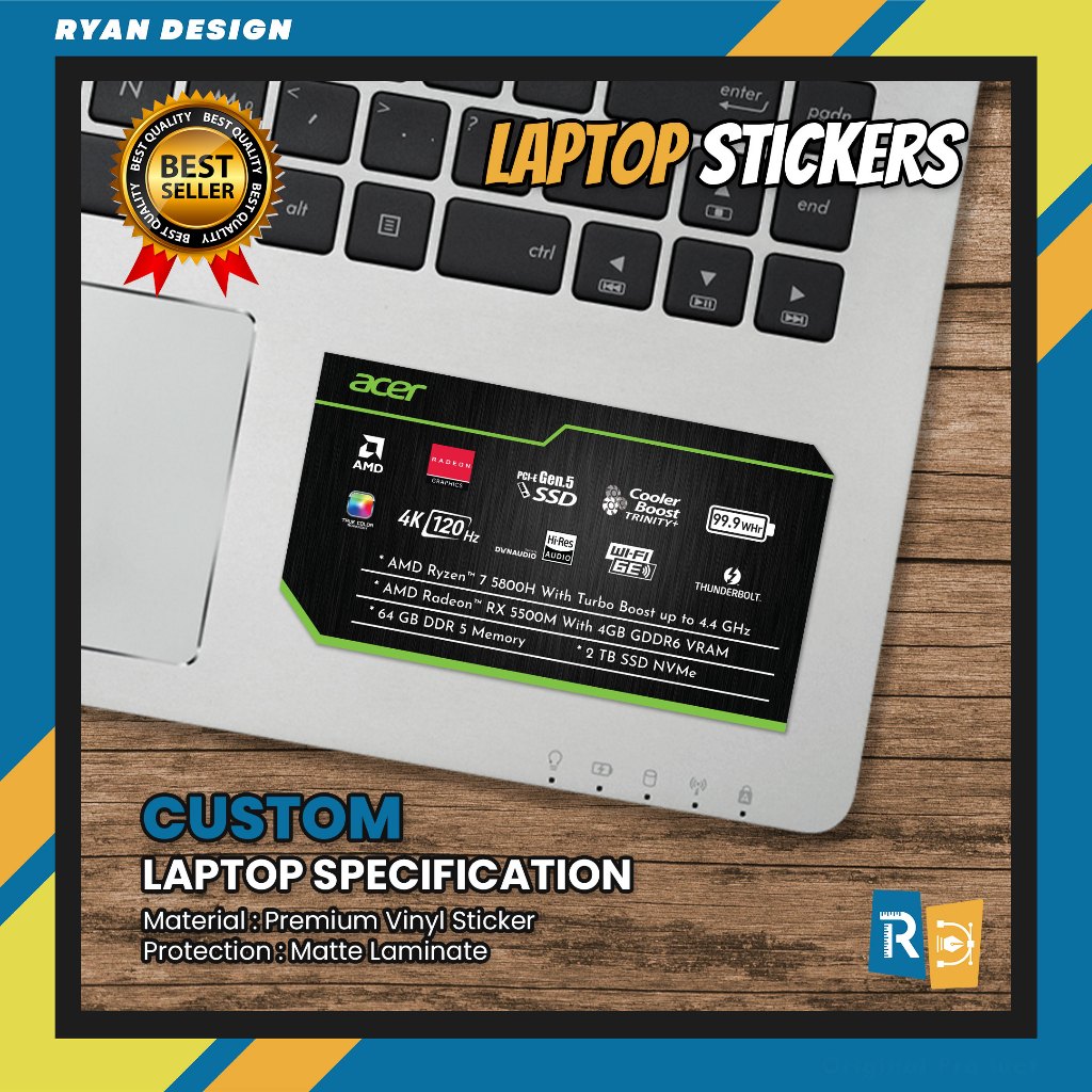 Laptop Logo Sticker Laptop Feature Specifications Sticker Nvidia RTX ...