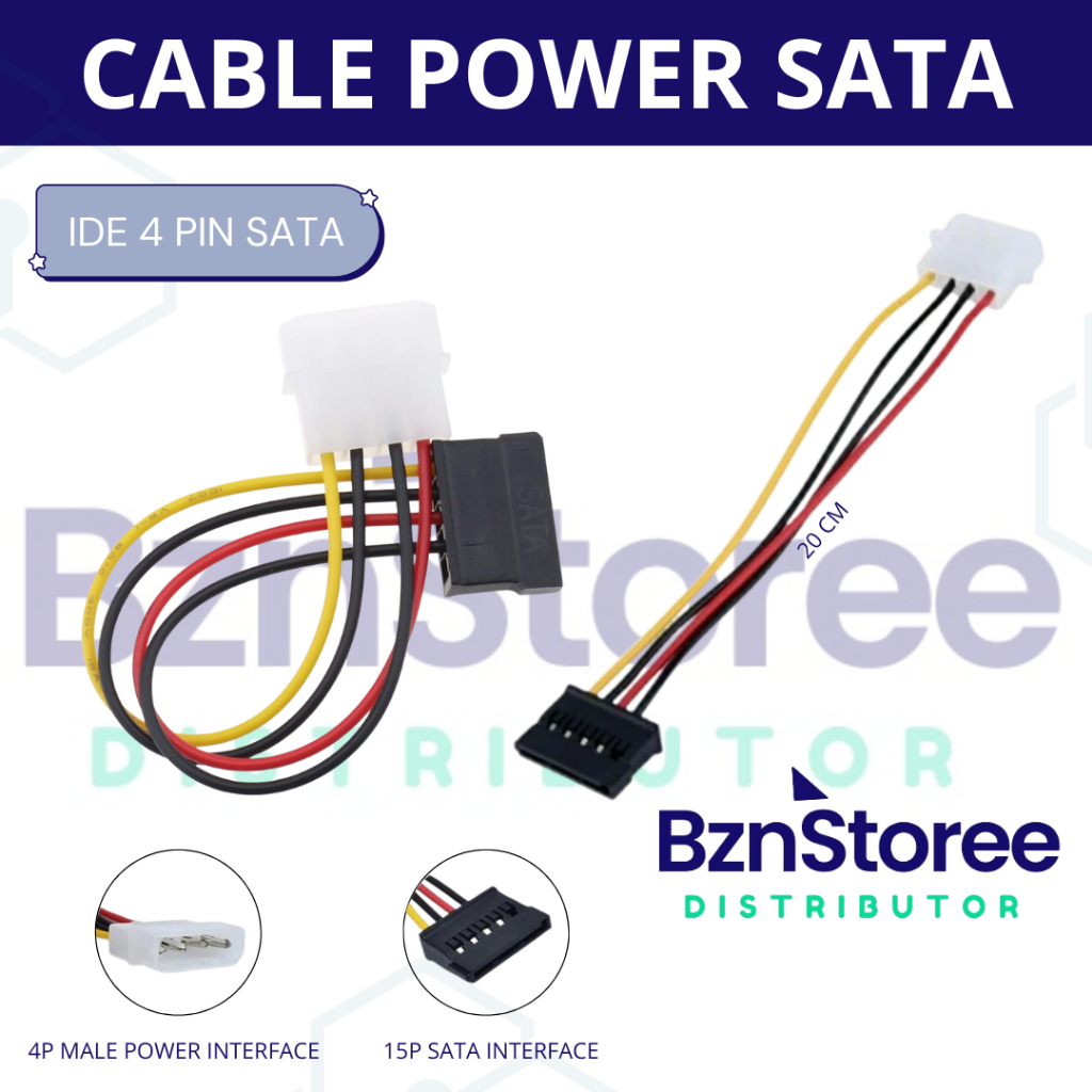 CCTV DVR Power Cable Sata Adapter to 4 Pin FDD Converter Cable HDD SSD ...