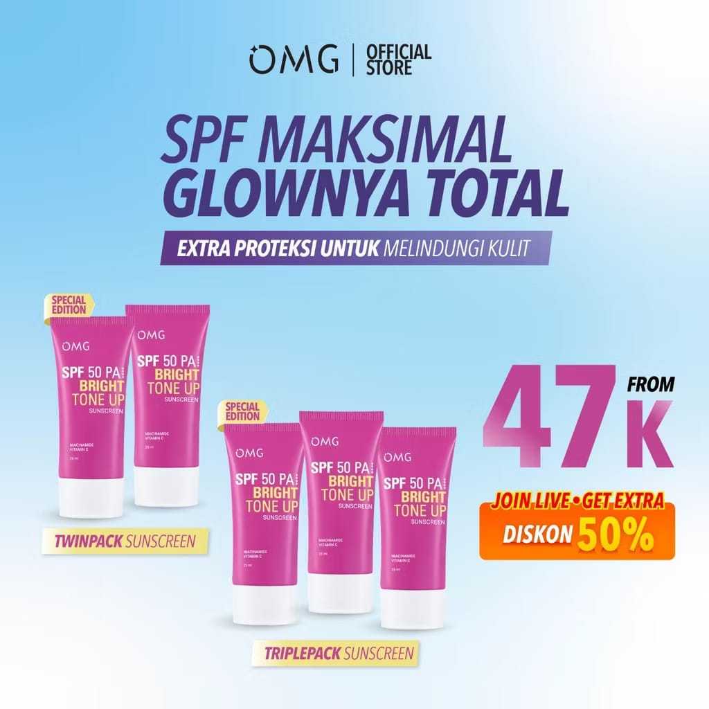 OMG Oh My Glow Bright Booster UV Barrier Sunscreen SPF 50 PA++ I Tone ...