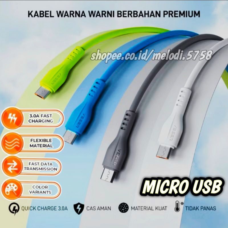 New KABEL DATA MICRO USB FAST CHARGING 2.4A/KABEL USB COLORFUL KABEL ...
