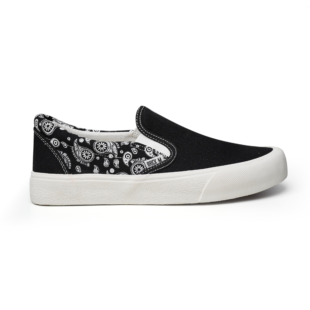 Brick Mansions - Slip On Mission Side Paisley Black White Casual Shoes ...