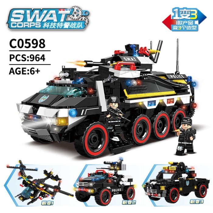 Swat Military Special Forces Building Blocks Police Station Bus Car ...