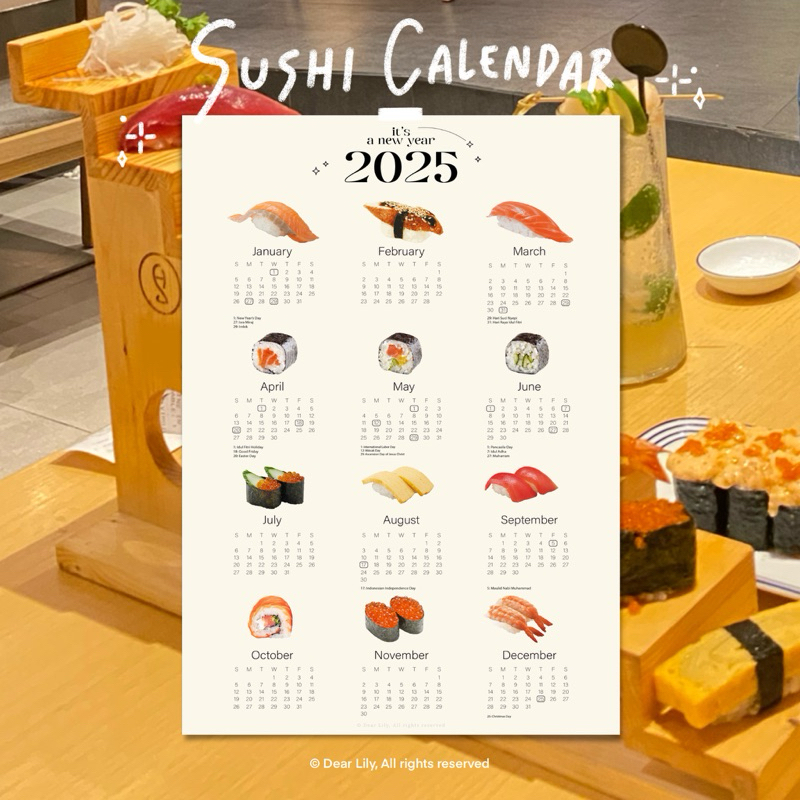 PUTIH HITAM 2025 Calendar Korean Retro Bakery Bread Pastry Korean Style ...