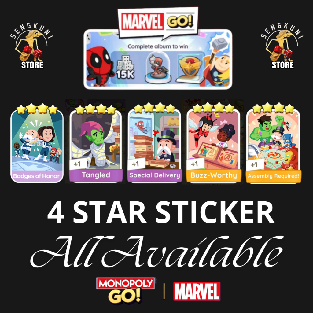 Monopoly GO Card MONOPOLY GO STICKER MONOPOLY GO 4 STAR STICKER (SET 8 ...